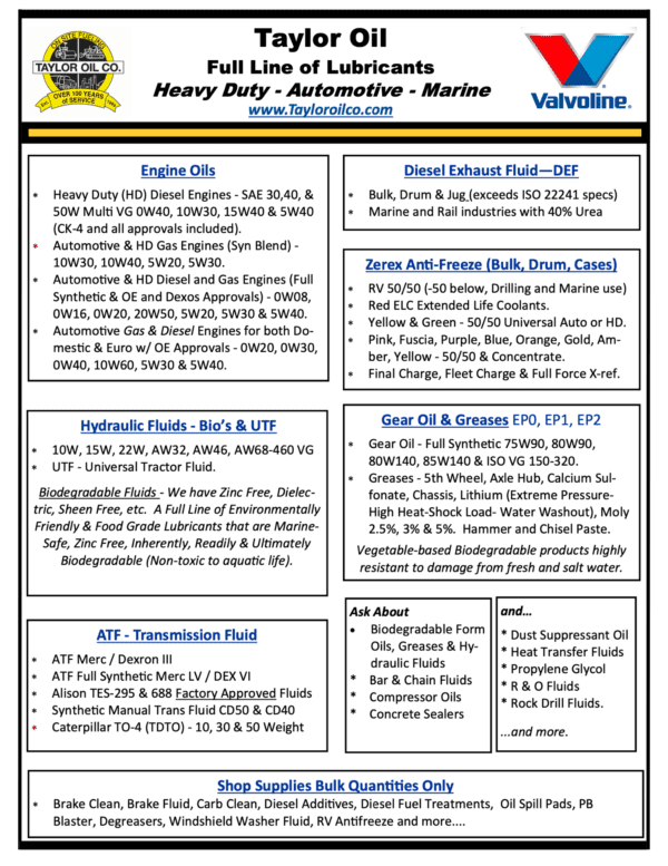 HD Lubricants - Heavy-Duty Engine & Industrial Oils | Taylor Oil Co.