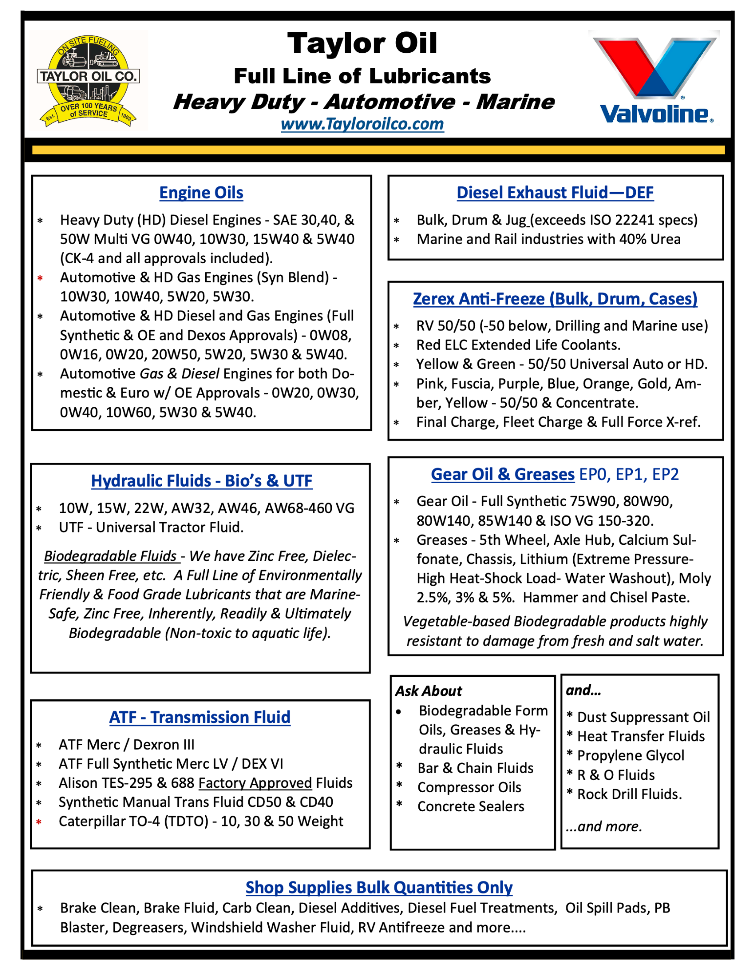 HD Lubricants - Heavy-Duty Engine & Industrial Oils | Taylor Oil Co.